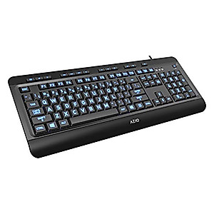 Azio Large Print Keyboard - USB Computer Keyboard with 3 Interchangeable Backlight Colors (KB505U)