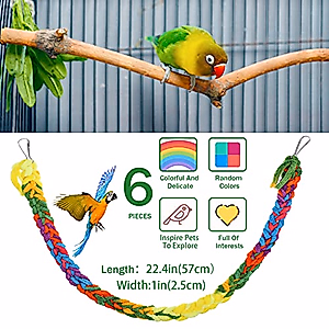 6 Pieces Sugar Glider Toys Handmade Rat Toys Hanging Toy Cage Accessories Swing Toy Bird Rope Perch Swing for Small Animals Sugar Glider Squirrel Parrot Hamster Bird Climbing Exercising, 22.5 Inch