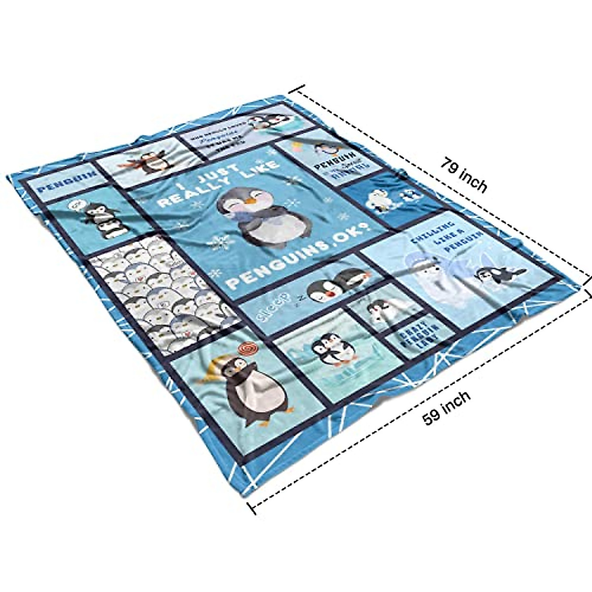 Cute Penguin Throw Blanket Warm Super Soft Micro Flannel Blanket for Bed Sofa Plane/Living Room Decor 60x80 Inch