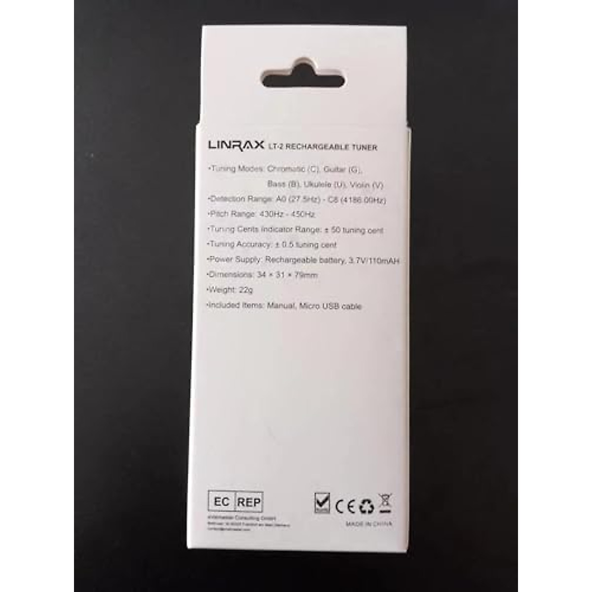 Linrax LT-2 Guitar Tuner Rechargeable Clip On Tuner for Guitar, Bass, Ukulele, Violin, Banjo, Chromatic Tuner with LCD Color Display, Digital Tuner for Stringed Instruments, Guitar Accessories, Black