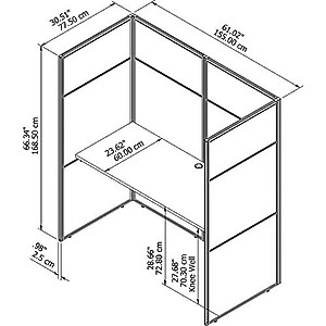 Bush Business Furniture Easy Office Cubicle Desk Workstation with Closed Panels, 60W x 66H, Pure White