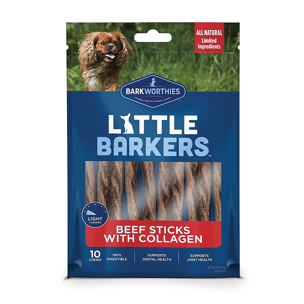 Barkworthies Little Barkers Beef Sticks with Collagen, 10-Pack