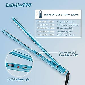 BaBylissPRO Nano Titanium Flat Iron Hair Straightener , 1/2" Ultra- Thin Hair Straightener Iron for Professional Salon Results and All Hair Types