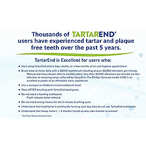 TartarEnd Toothpaste for Tartar Removal - Tartar Control Toothpaste to Remove Tartar and Plaque from Teeth at Home and Prevent Tartar and Plaque Buildup - 3.4 oz Tube, 1-Pack