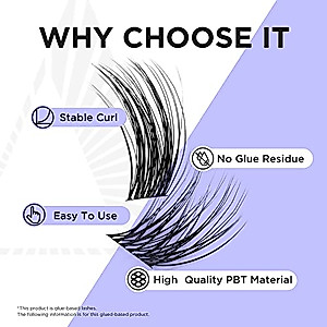 DIY Eyelash Extension,Cluster Lashes Individual False Eyelashes Extension Natural Look Reusable Glue Bonded Black Super Thin Band 48 Lash Clusters by BEYELIAN (Style3 0.07 12mm Black Band)