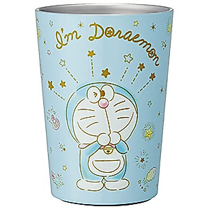 Skater Sanrio STCV2-A Stainless Steel Tumbler, Hot and Cold Retention, Convenience Store Coffee, 13.5 fl oz (400 ml), M, Doraemon, Glitter, Pastel