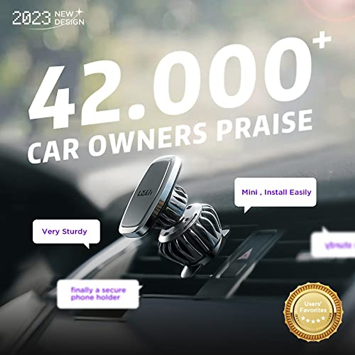 LISEN Magnetic Phone Holder for Car Mount [Easily Install] Car Phone Holder Mount [6 Strong Magnets] Cell Phone Holder for Car Case Friendly iPhone Car Holder for All Smartphones & Tablets