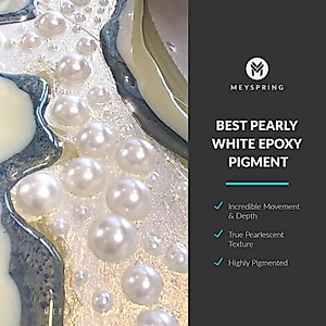 MEYSPRING White Pearl Mica Powder - 50g - White Resin Pigment - White Mica Powder for Epoxy Resin Art - White Epoxy Pigment and UV Resin Dye - Mica Powder for Epoxy Resin - Resin Powder Pigment