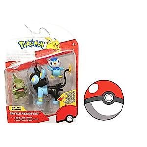 Pokemon Clip n Go Battle Feature Figure Multi-Pack Action Ready Pack Plus Sticker (Axew Luxio and Piplup)