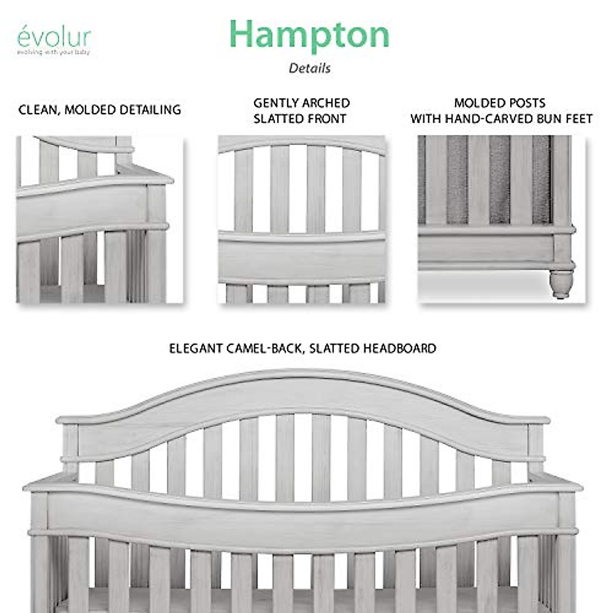 Evolur Hampton/ Parkland 5 in 1 LifeStyle Convertible Crib