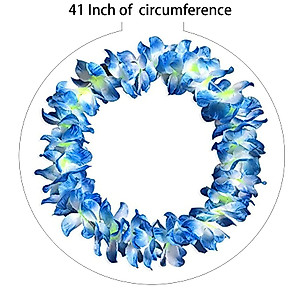 Thicken 41 Inch Blue Hawaiian Leis for Graduation Party, Dance Party, Photo Prop in Outdoors (12 Pcs)