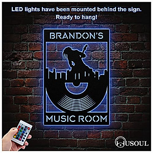 HUSOUL Personalized Music Studio Decor Metal Sign Wall Art, Custom Music Art Wall Decor, Vinyl Disc Shaped Music Room Metal Sign, Musically Decorations, Gifts for Musician, Instrumentalist, Singer