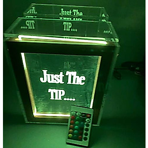 Custom Tip Box Raffle Fund Raiser Donation Wedding Storage Tips Jar Personalized Free Engraved LED Lights Up 16 Color Changing Free Standing 7"W x 8.5"H Acrylic Large Container