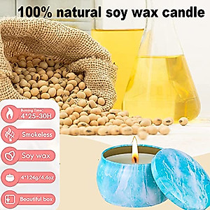 Scented Candles Gift Set for Women，4 Pack 4.4 Oz Rose Vanilla Orange Lemon 100% Natural Soy Wax Candles with 8% Strongly Fragrance Essential Oils for Stress Relief or Christmas Birthday Mother's Day