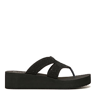 BZees Womens Rio Thong Sandal Black Rhinestone 10 M