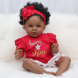 Kaydora Lifelike Reborn Black Girl, 20 Inch Realistic Newborn Baby Dolls That Look Real, Vinyl African American Reborn Baby Doll with Soft Body Best Gift for Kids Age 3+