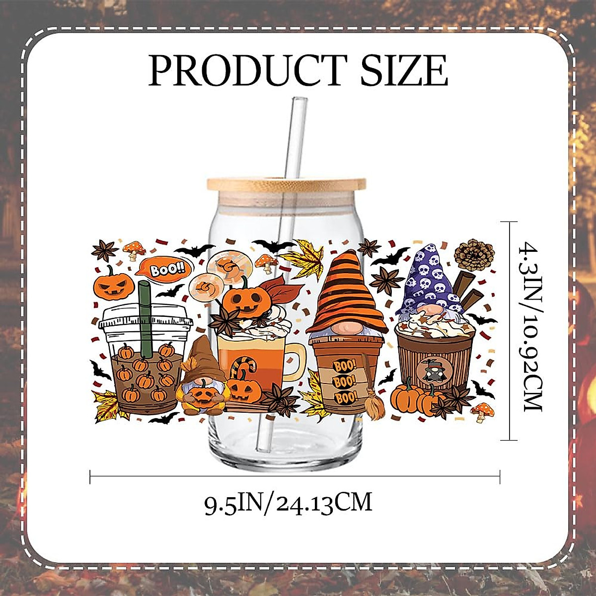 ArtCentury Uv Dtf Cup Wrap,10sheets Halloween Theme Stickers for Glass Cups Uv Dtf Rub On Transfers for Crafts Vintage Uv Dtf Cup Wrap Transfer Cup Stickers Decals Waterproof Glass Stickers for Cups