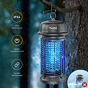 PEMATAR Bug Zapper Outdoor Electric, 4200V/20W High Power Voltage Mosquito Zapper, IPX4 Waterproof Fly Traps, Fly Zapper for Camping, Backyard, Patio and Garden