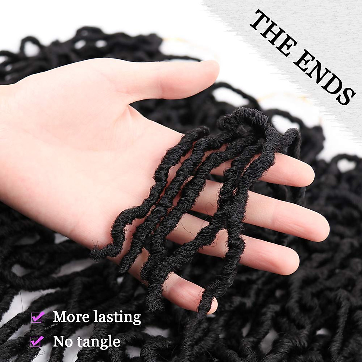 Violet 18 Inch New Faux Locs Crochet Hair Soft Locs Crochet Hair Natural Faux Braids Pre-looped Synthetic Afro Roots Braid For Black Women (18Inch, 6Packs, 1B)