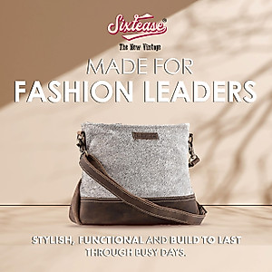 SIXTEASE Womens Shoulder Bag Vintage Style Shoulder Bags for Women - Made with Genuine Leather, Upcycled Canvas, or Hair On - Handmade, Adjustable Strap, Brass and Zinc Hardware - Raffle