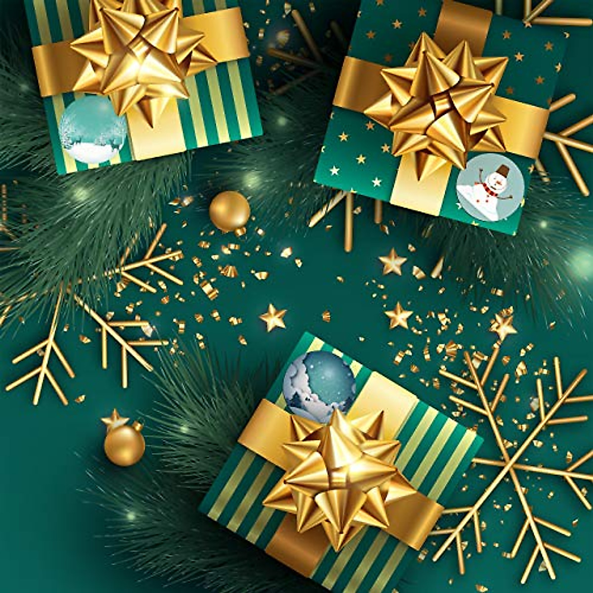 Winter Holiday Christmas Stickers, 1.5" Circle Seals, 500 Labels for Packaging, Presents, and Envelope Mailing. Made in The USA! (Snow Theme, 1 ROLL)