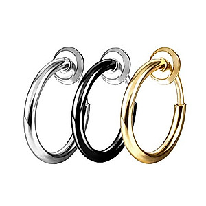 COCHARM Fake Nose Ring Non Piercing Nose Hoop Fake Faux Septum Jewelry Fake Lip Rings Unpierced Clicp on Nose Hoop Non Piercing Earrings