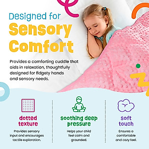 5lb Child's Weighted Blanket - Kids Weighted Blanket 5 Pounds (36" x 48") - Cute Dotted Texture Sensory Blanket - 5 lbs Weight Blanket for Kids Ages 4 to 7 - Machine Washable, Travel Friendly (Pink)
