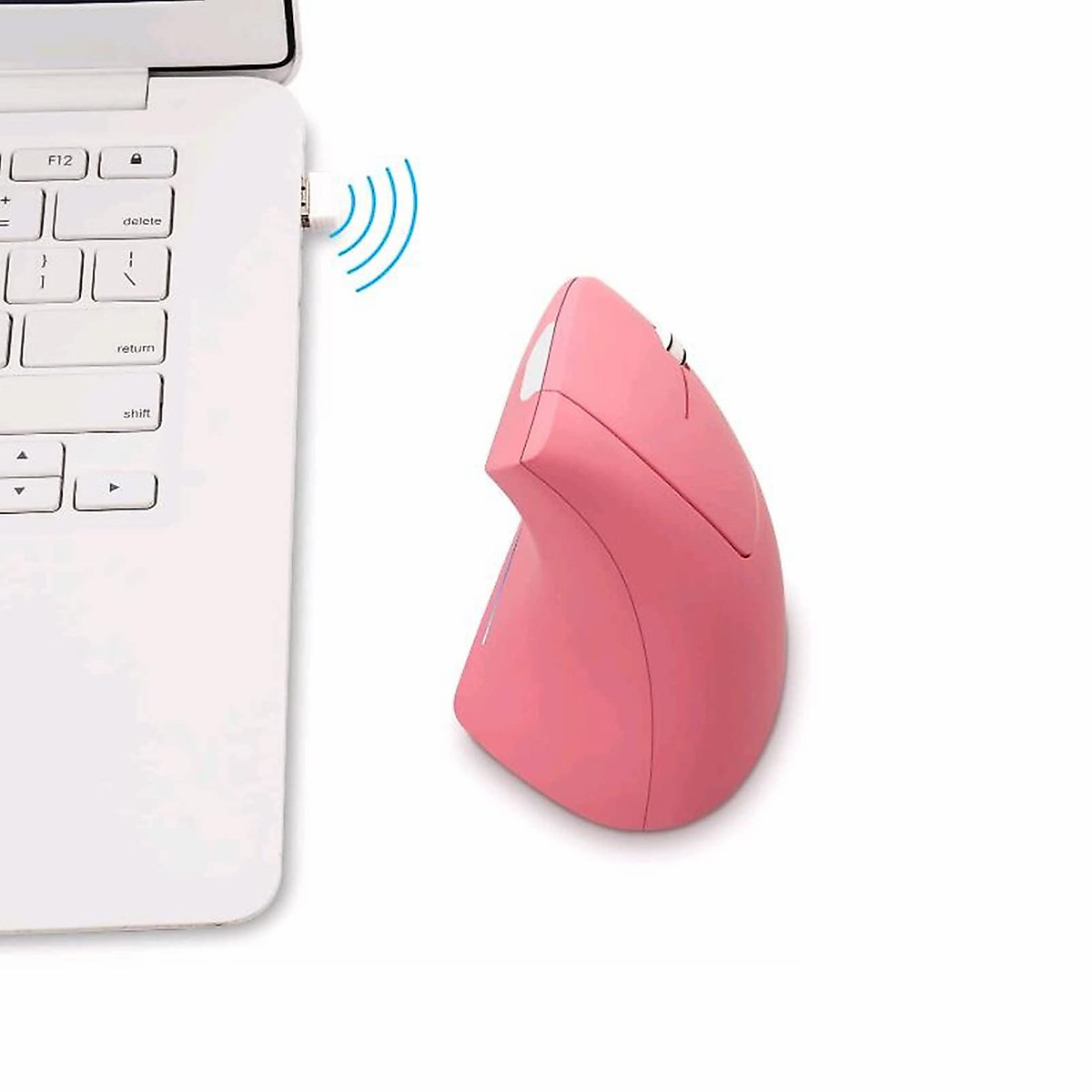 Sunffice Vertical Mouse, Ergonomic Vertical Mouse, 2.4G High Precision Optical Mice 800/1200/1600DPI for PC Laptop Desktop Mac (Wireless Pink)