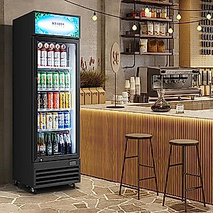 BODEGACOOLER Commercial Merchandiser Refrigerator, Glass Door Display Refrigerator,Upright Beverage Display Cooler with Soft LED Light, Adjustable Shelves and Drink Organizers, 9 Cu. Ft,Black
