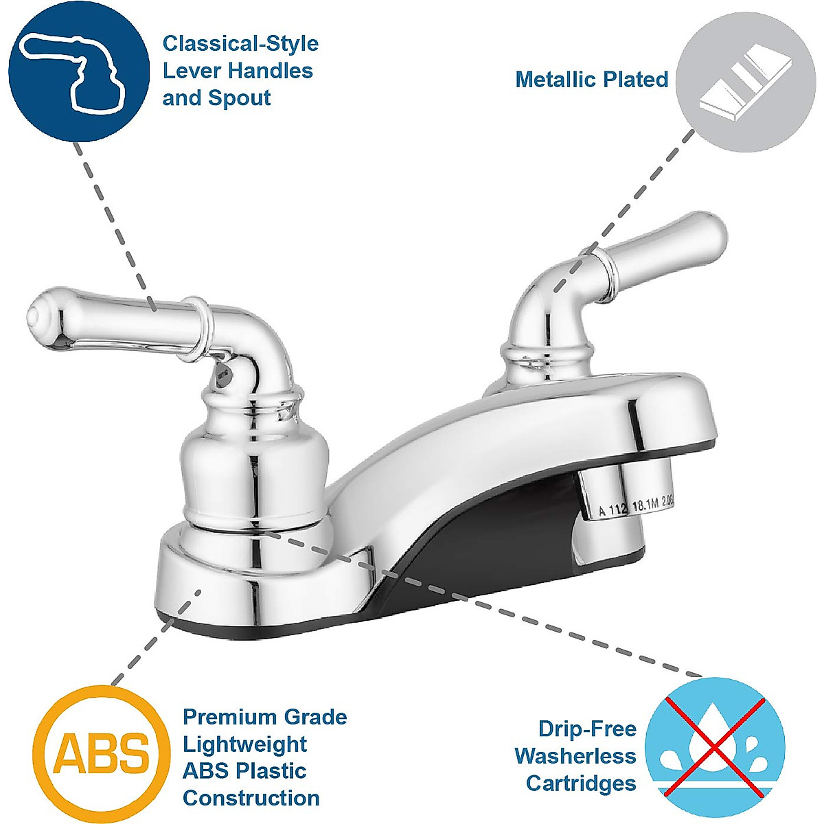 Pacific Bay Lynden Bathroom Sink Faucet - Metallic Plating Over Lightweight ABS Plastic (Chrome)