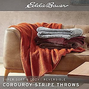 Eddie Bauer- Throw Blanket, Ultra Soft Plush Home Décor, All Season Bedding (Textured Solid Orange, 50 x 60)