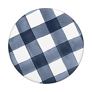 Navy Blue and White Buffalo Plaid Gingham Check PopSockets PopGrip: Swappable Grip for Phones & Tablets