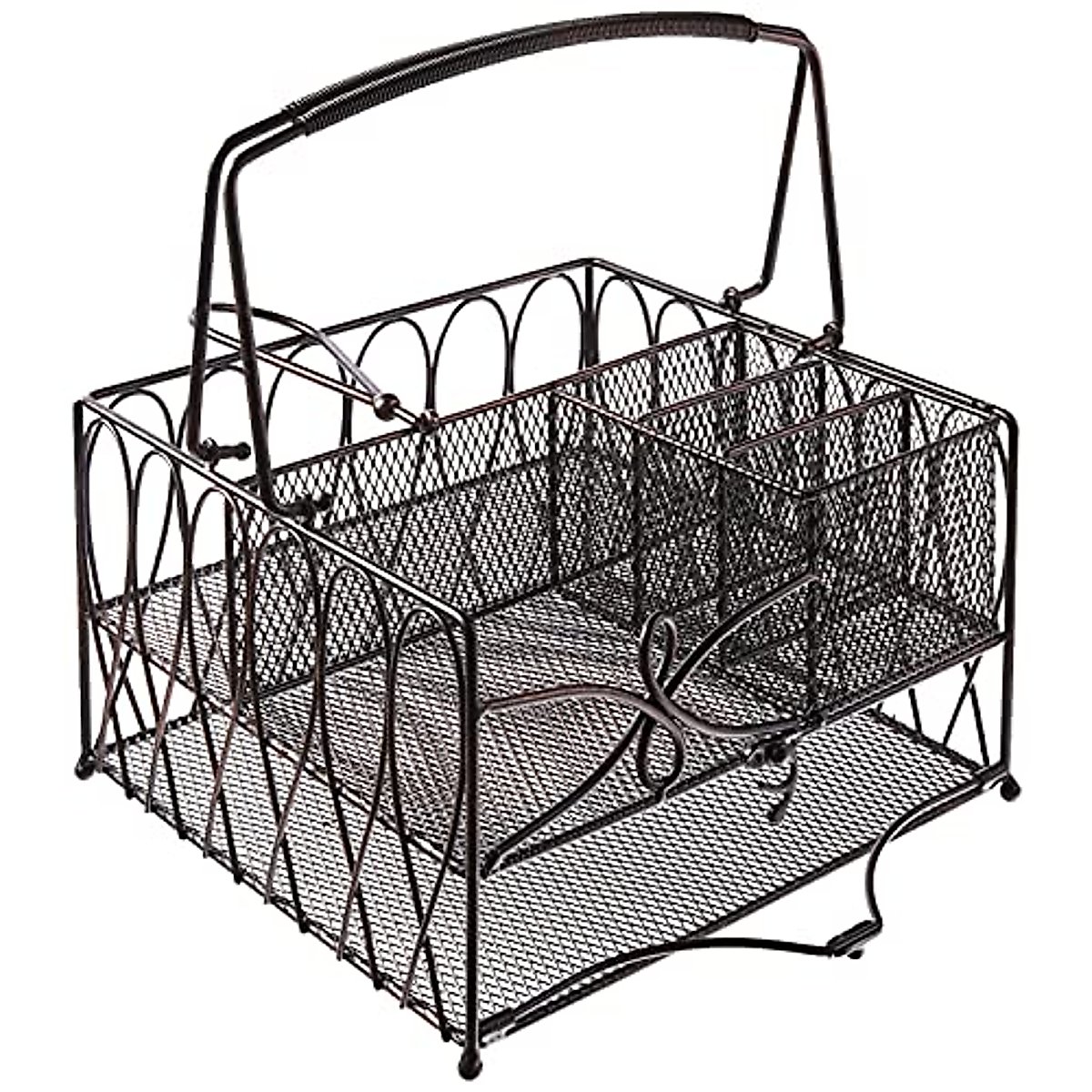 Gourmet Basics by Mikasa Loop Picnic Plate Napkin and Flatware Storage Caddy, Large, Antique Black
