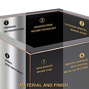 Wallowa Metallic Heavy Tall Outdoor/Indoor Planter Box 14Lx14Wx30H Inches Rectangular Large Flowerpot, Tall Metal Planter Box for Front Porch ‎25 Pounds, No Assembly Required, Black, 1 Pack