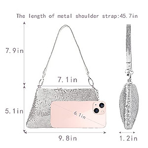 Women Glitter Aluminum Sequins Evening Clutch Shoulder Bag Chain Strap Cross Body Bag