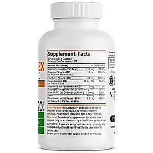 Bronson Vitamin B Complex with Vitamin C - Immune Health, Energy Support & Nervous System Support - Non-GMO, 120 Vegetarian Capsules