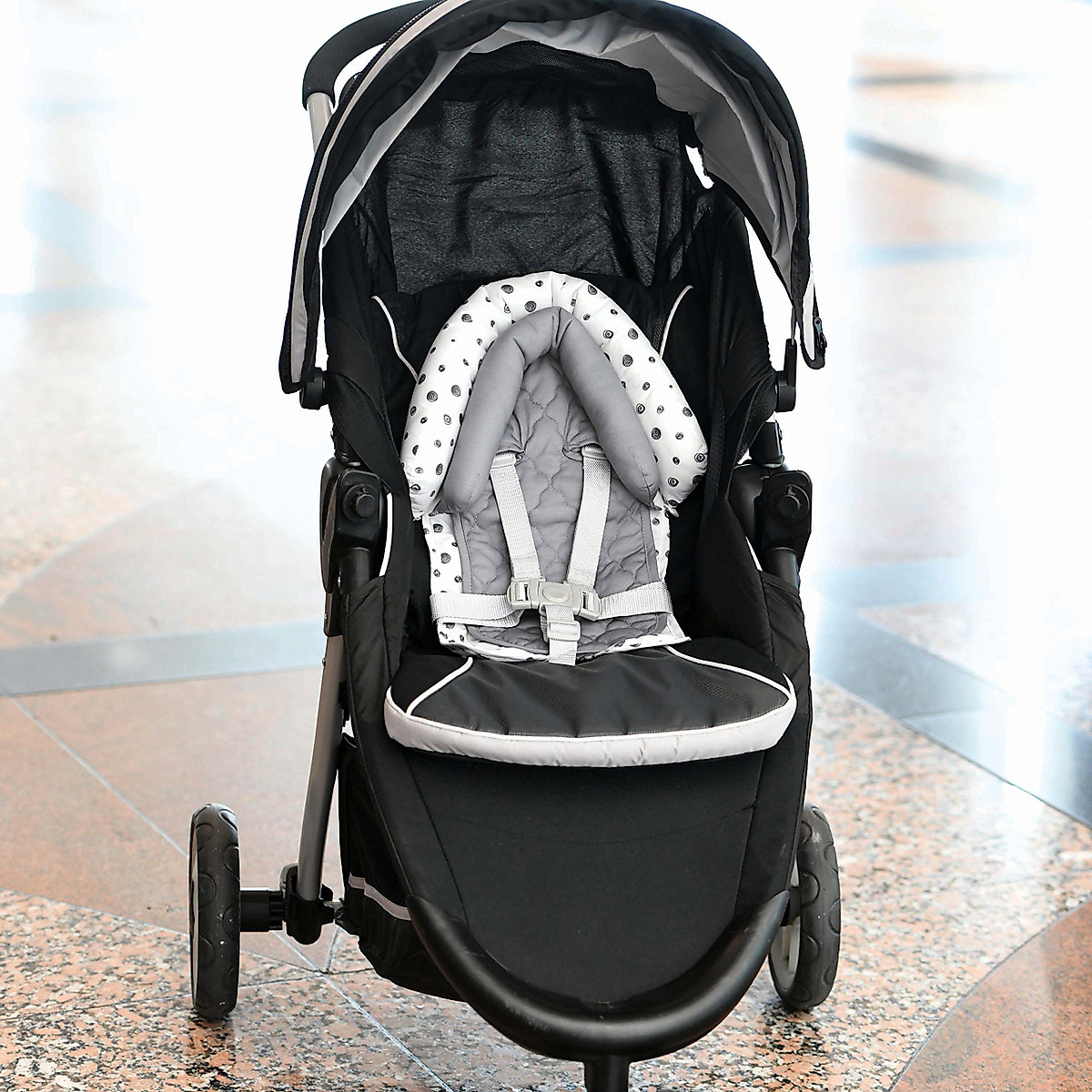 Travel Bug Baby & Toddler 2-in-1 Head Support Duo Head Support for Car Seats, Strollers & Bouncers (Grey/White)