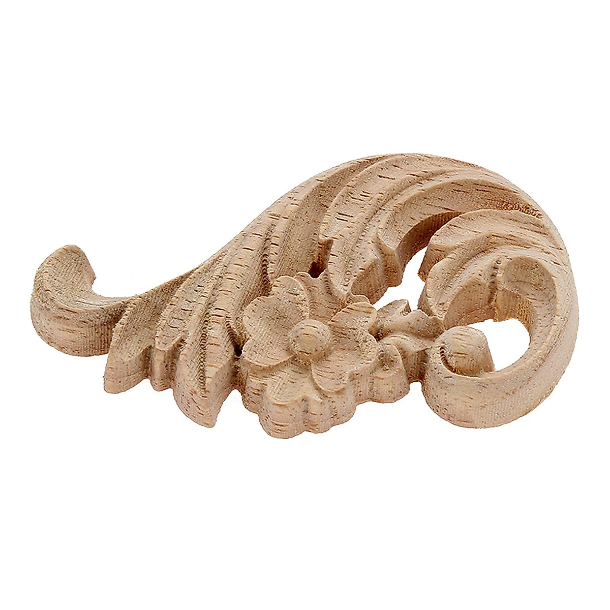 MUXSAM 2-Pair Rose Carved Wood Appliques Onlay, 8.5x5x1cm/3.35x1.97x0.39inch, Door Decorative Excellent Funiture Decal Sticker for Cabinet Drawer Window Dresser