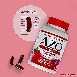 AZO Cranberry Urinary Tract Health Supplement, 1 Serving = 1 Glass of Cranberry Juice, Sugar Free Cranberry Pills, Non-GMO 100 Softgels
