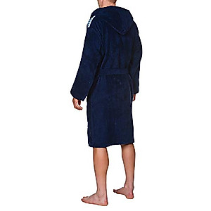 ARENA Unisex Core Soft Robe Bathrobe, Navy/White, X-Small