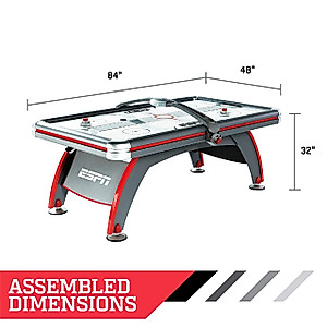 ESPN Sports Air Hockey Game Table: 84 Inch Indoor Arcade Gaming Set with Electronic Overhead Score System, Sound Effects, Multi (AWH084_188E)