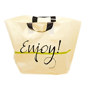 Enjoy Shopping Bags with Handles, 50 Pack, MADE IN USA, 19" W x 12" H + 9" Bottom, Reusable Birthday Party Favor Plastic Boutique Merchandise Customer Bags for Small Retail Grocery Business