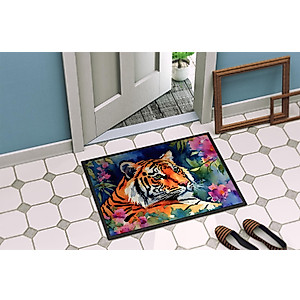 Caroline's Treasures DAC2880MAT Bengal Tiger Doormat Front Door Mat Indoor Outdoor Rugs for Entryway, Non Slip Washable Low Pile, 18H X 27W