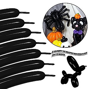 LXZFCRG 260 Balloons Black Long Balloons for Balloon Animals, 100pcs Twisting Balloons for Balloon Garland Animals Modeling Birthday Wedding Party Decorations