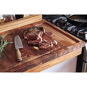 Ironwood Gourmet Double-Sided Countertop Lyon Pastry/Cutting Board With Gravy Groove, Acacia Wood 17.25 x 24 x 1.25 inches