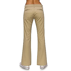 KHAKI & BLUE Women's Work Pants – Low Rise Flared Leg Bootcut Casual Trousers with Pockets 79626JTW098CA Khaki 10