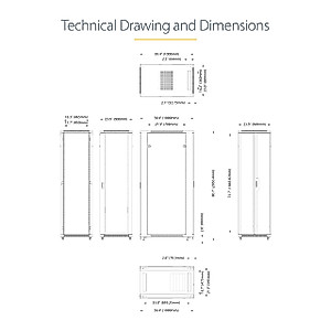 StarTech.com 4-Post 42U Server Rack Cabinet, 19" Data Rack Cabinet for IT Equipment Mount, Full Size Network Cabinet Storage
