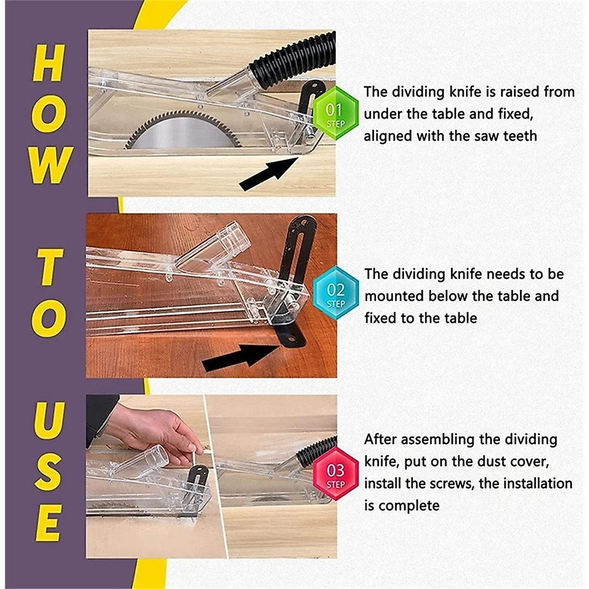 Table Saw Dustproof Cover, Acrylic Protection Saw Blade Case, Dispensing Knife Universal for 4-10 Inch Table Saw & Other Saws Woodworking Safety Shell