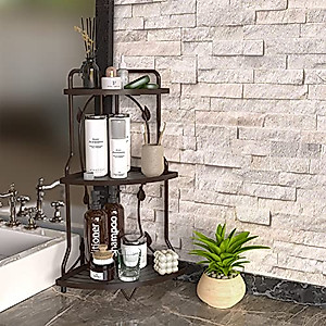 Msoesticc.dl 3 Tier Bathroom Organizer Countertop with Cabinet Liner, Bathroom Counter Organizer Corner Shelf Stand for Kitchen Pantry Living Room - Non-Slip & Free-Standing