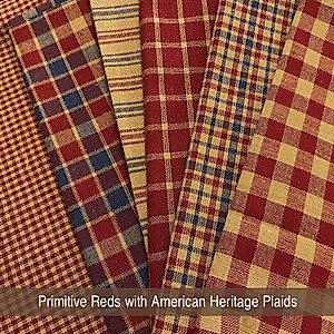 Primitive Red 5 Homespun Cotton Plaid Fabric by JCS - Sold by The Yard